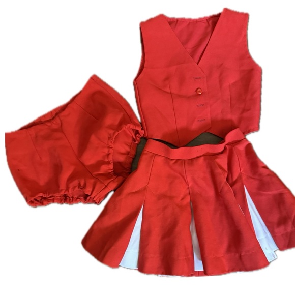 Costumes | Red And White Custom Made Cheerleading Set Jersey Top ...